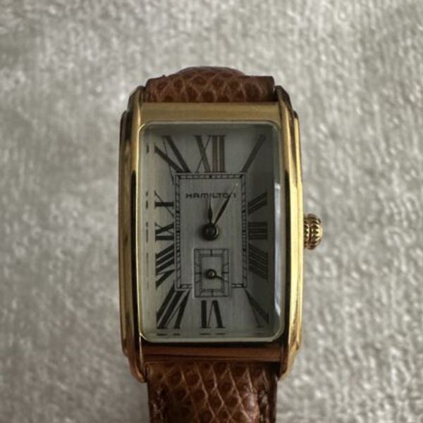 Hamilton Ardmore 6160 23mm Square Roman Dial Qz Men's Watch Brown ...