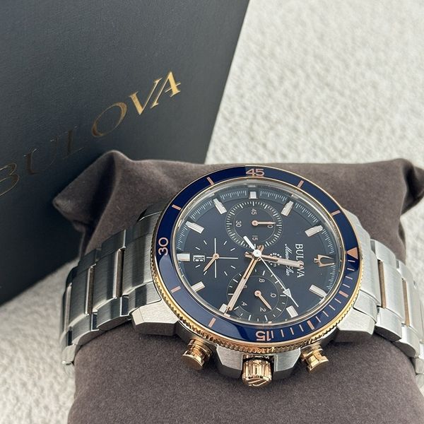 Bulova Marine Star 98B301 Blue Dial Stainless Steel Men's Quartz Watch ...