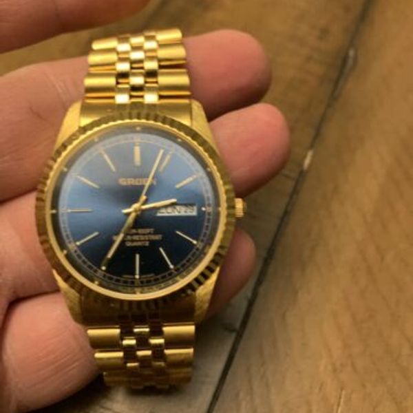 Gruen Sport 243-2105 Gold Silver 2 Tone Quartz Watch Rotating Bezel New ...