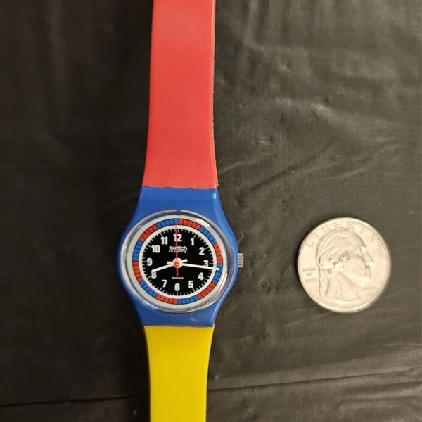 Swatch Watch Ladies TRI COLOR RACER LS102 Vintage 1985 WORKS!! Nice ...
