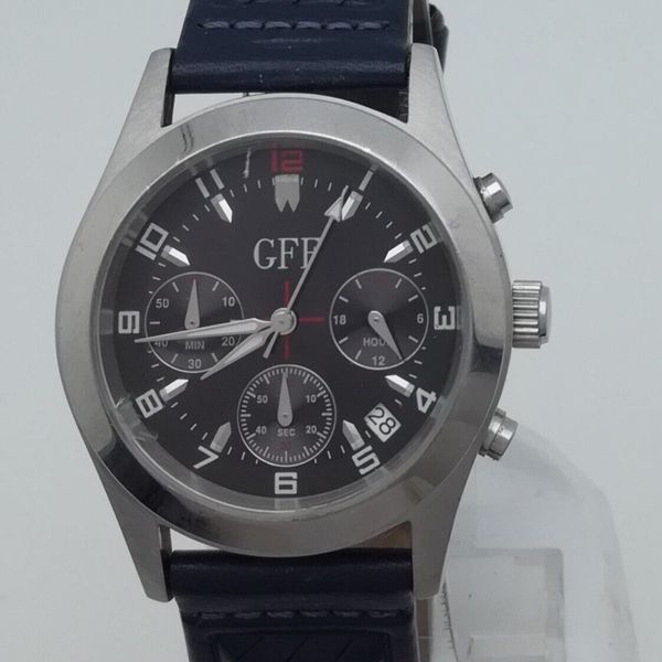 GFF Men's Watch, Chronograph, Date Display, Luminous Hands, Leather ...