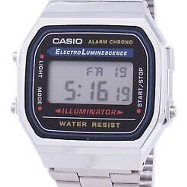 Casio Digital Alarm Chrono Stainless Steel A168WA-1WDF A168WA-1W Unisex Watch | WatchCharts ...