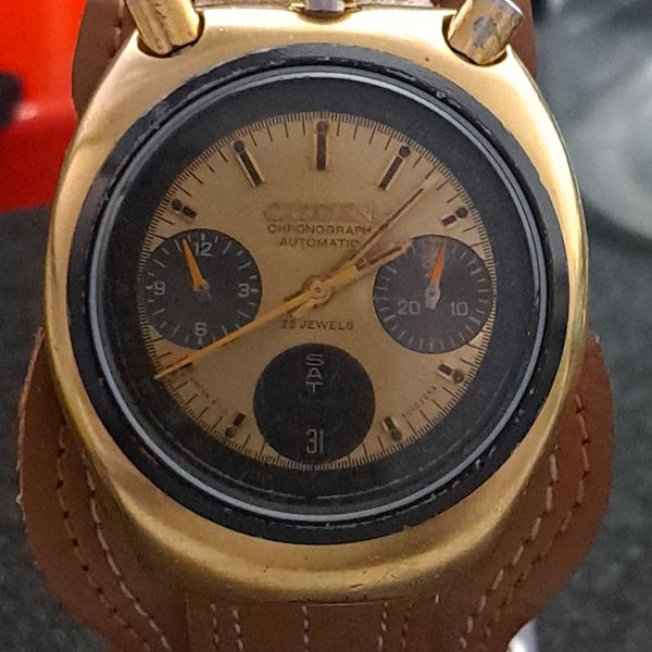 Vintage Citizen 8110A Bullhead Chronograph Automatic 23 Jewels â Gold ...