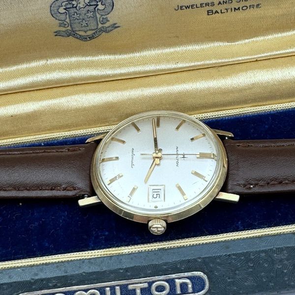 VINTAGE 1960's HAMILTON AUTOMATIC ORIGINAL CLEAN DIAL DATE GOLD FILLED ...