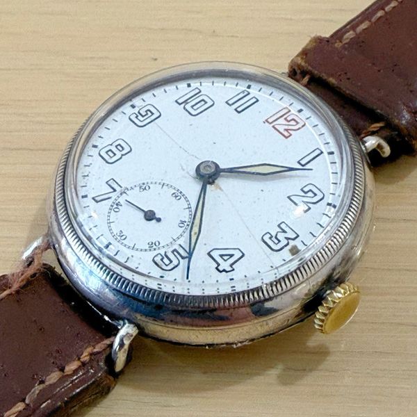 Men's Zenith Trench Military Watch 1914 WW1 Silver Mechanical Ticks ...