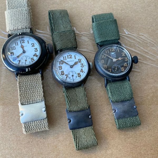 WWI Khaki Trench Watch Strap - JF STURDY Buckle COTTON WEBBING 14-16mm ...