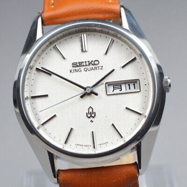 [Near MINT] Seiko King 4823-8000-G 36mm Cream Dial Day/Date Quartz Menâ ...