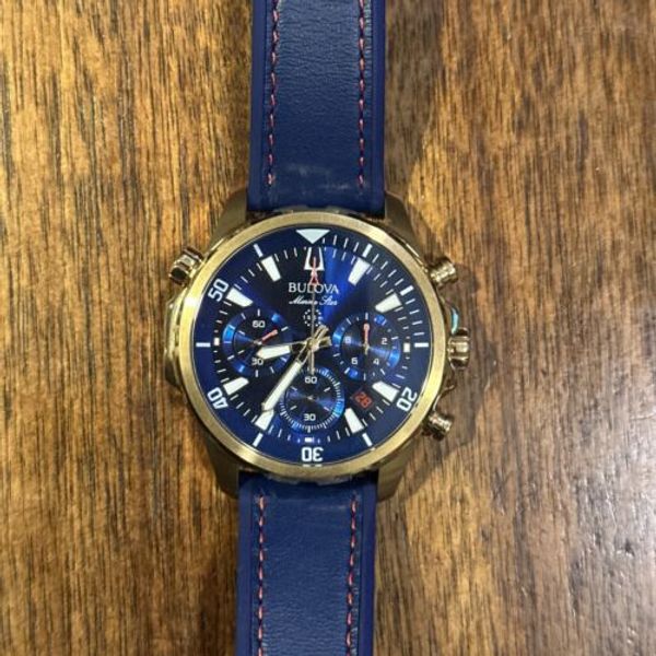 Bulova Marine Star Gold Tone Stainless Steel Chronograph Men's Watch ...