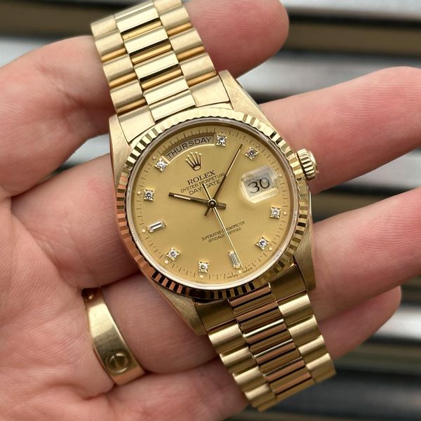 [WTS] Rolex Day-Date 36mm Ref.18138 Champagne Diamond Dial Box& Papers ...