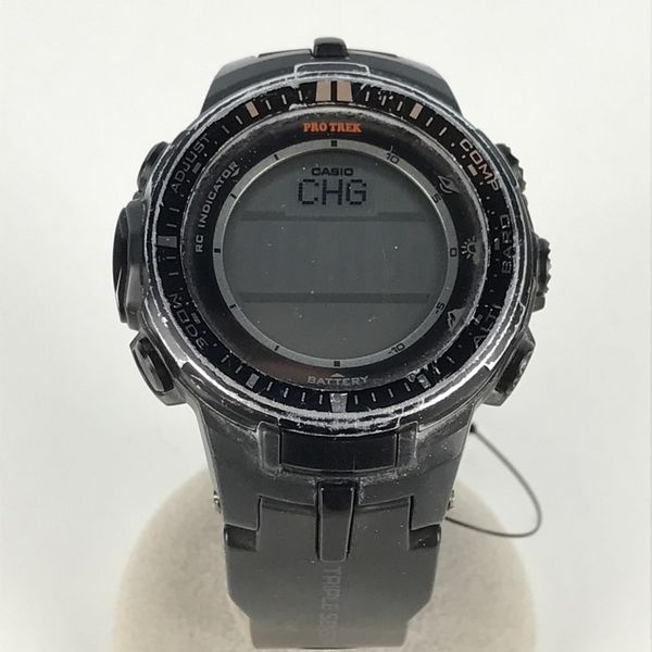 [Used] CASIO Solar watch / PRO TREK / Digital / Rubber / SLV / BLK ...