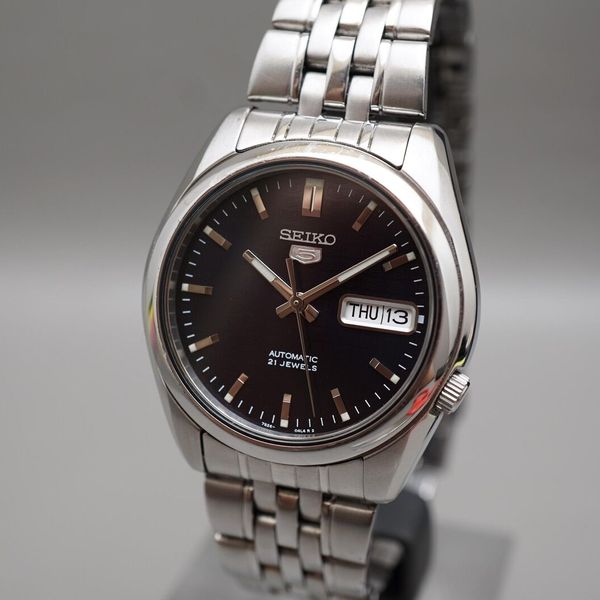 Seiko 5 SNK357K1 7S26 Dark Blue 5 Motif Dial Automatic Watch READ ...
