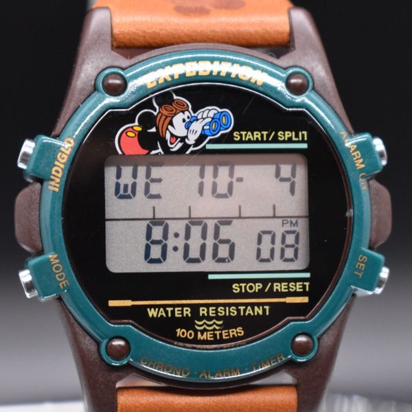 Vtg TIMEX Expedition 745 Digital Mickey Mouse Watch Indiglo Green NEW ...