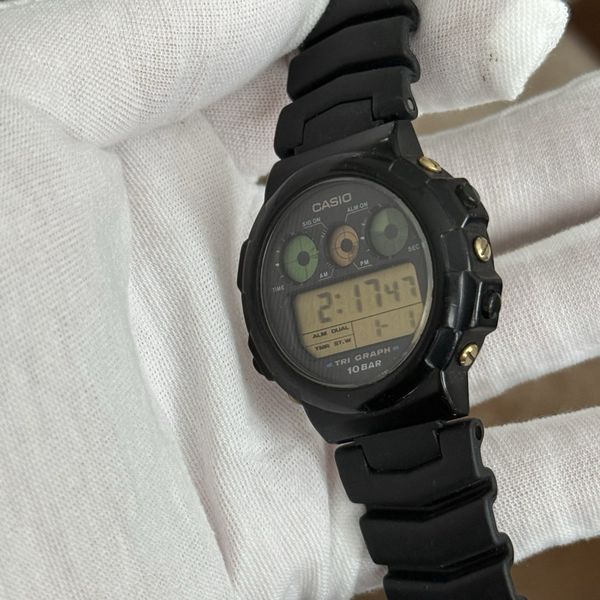 Vintage Casio TGW-10 Tri Graph Menâ s Digital Sports Watch Module 827 ...