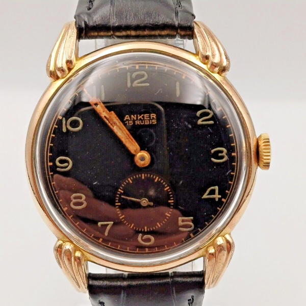 Vintage Anker 15 Rubis Art Deco Fancy Lugs Gold Plated Mens Wind Up ...