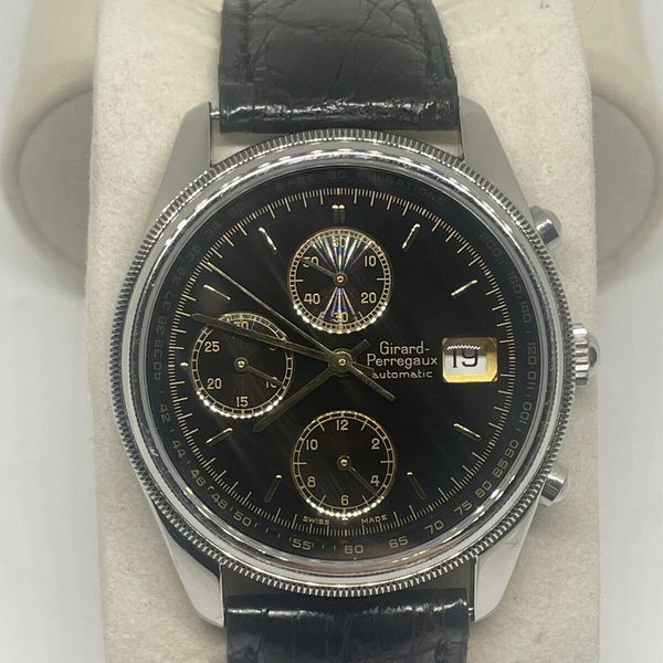 MEN'S GIRARD PERREGAUX GP 4900 STEEL 38MM BLACK DIAL CHRONOGRAPH ...