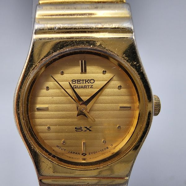 Vintage Seiko SX Watch Women Gold Tone Gold Dial 18mm Round 2Y01-0A70 ...