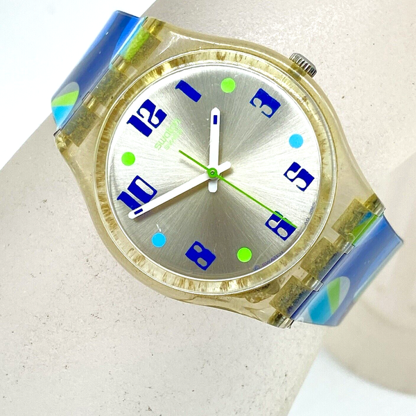 Vintage Unisex SWATCH Metallic Reflections / Blue Striped Balls - New ...