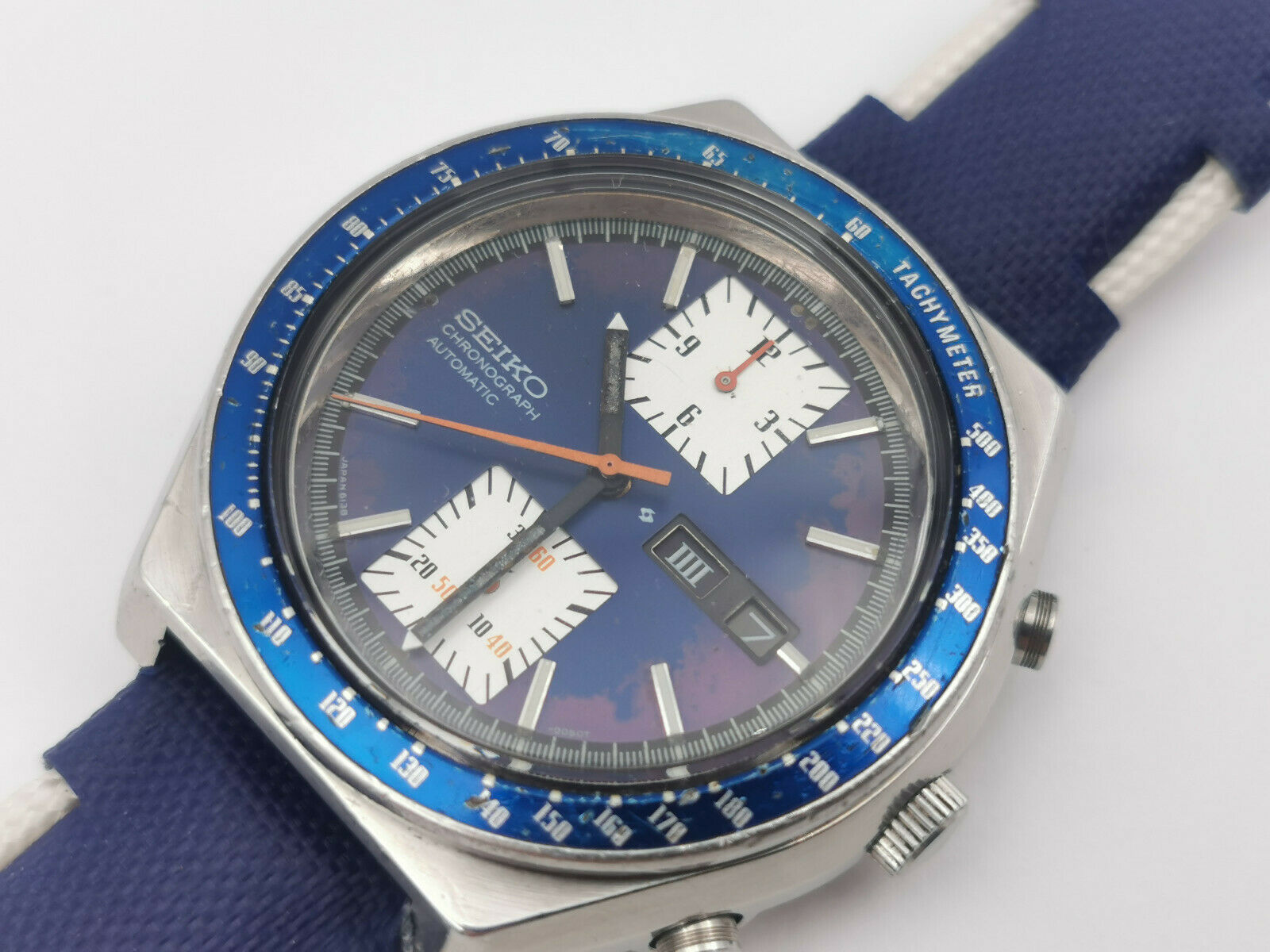 Vintage Seiko KAKUME Chronograph Automatic 6138-0030 Blue Dial ...