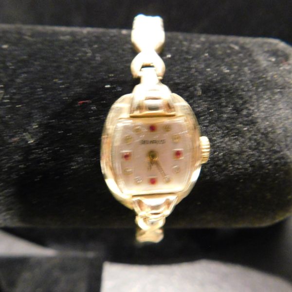 Beautiful Benrus 10K RGP Ladies Watch w/Ruby Markers for Repair See ...