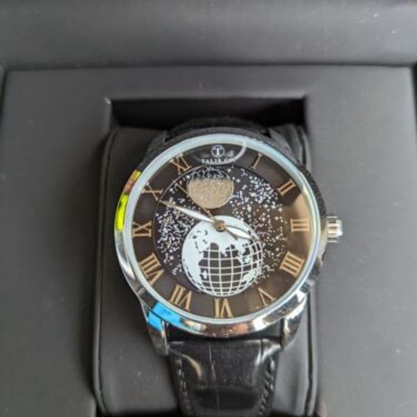 Talis Co Astro 8590 Mens Automatic Orion Blue Moon Dial Watch & Brown ...