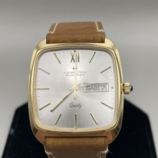 VINTAGE SWISS HAMILTON MASTERPIECE QUARTZ WATCH 9864. MENS DAY DATE ...