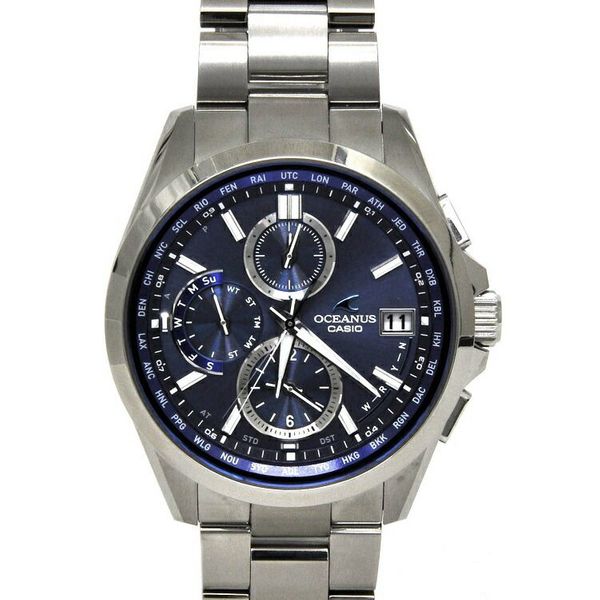 Casio Oceanus Watch Blue Silver Classic Line OCW-T2600-2A2JF Full Koma Chrono Date Titanium S ...