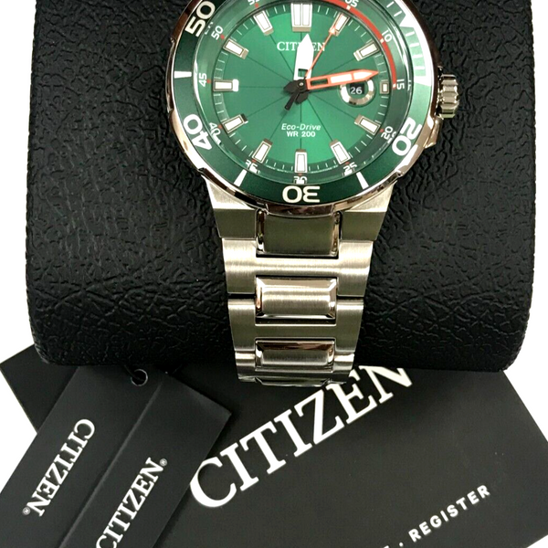 Citizen Eco-Drive AW1428-53X Endeavor Green Dial Stainless Men's Watch ...