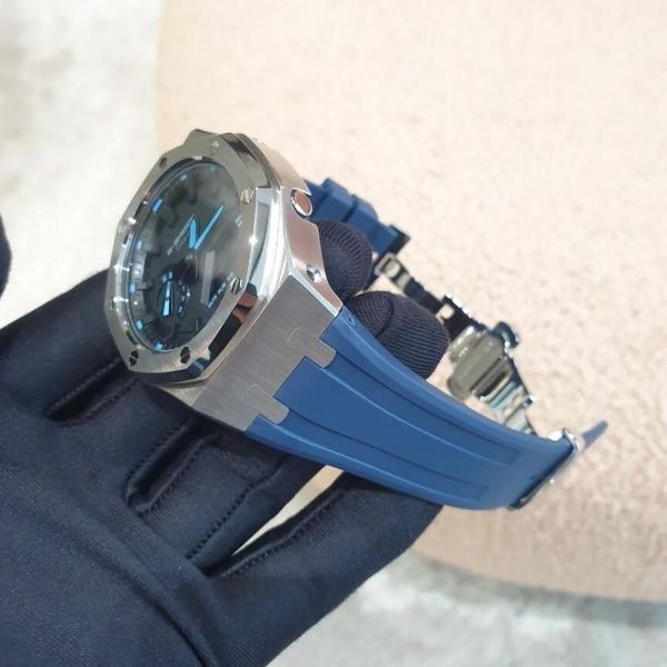 Custom Casio G-Shock GA-2100 - 1A2ER CasiOak Mod - Blue Strap Brand New ...