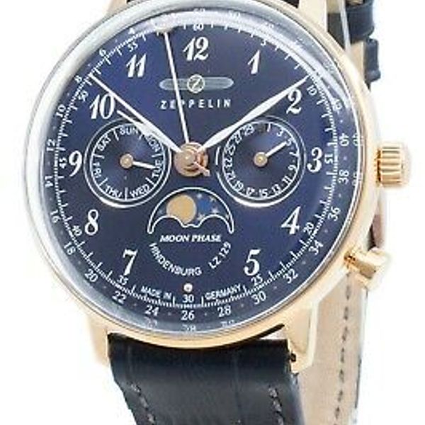 Zeppelin Hindenburg LZ129 7039-3 70393 Moon Phase Quartz Men's Watch ...