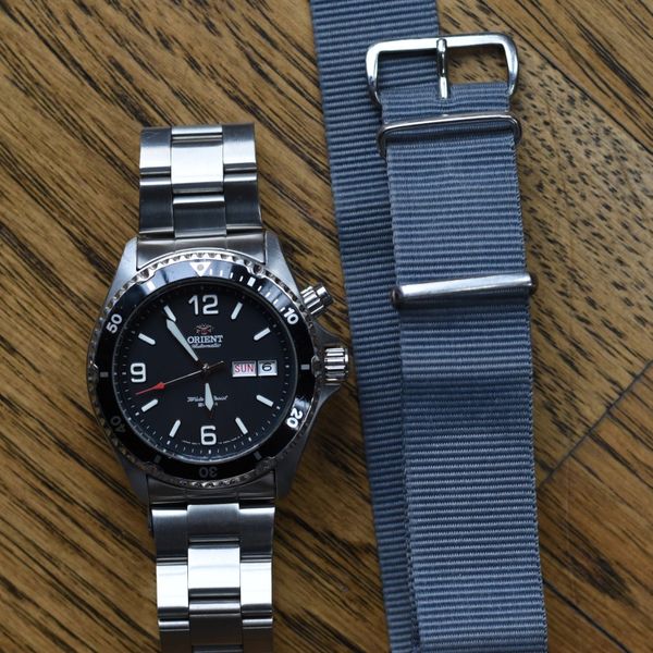 Orient Mako black dial on bracelet and extra nato | WatchCharts Marketplace