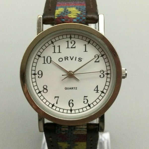 Vintage Orvis Watch Women Silver Tone Leather Multicolored Woven New ...