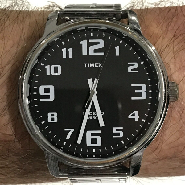 Timex Indiglo Mens Quartz Watch -Big Numerals -Black Dial -Working -New ...
