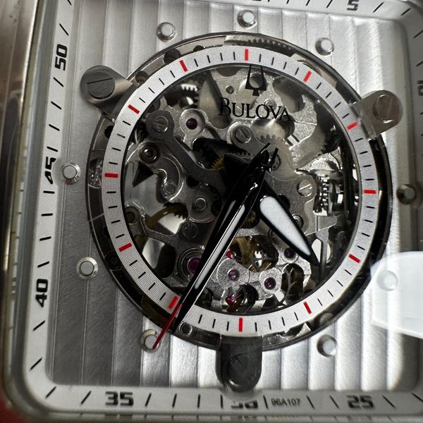 Bulova Skeleton 96A107 Men's Silver Stainless Steel Automatic Analog ...