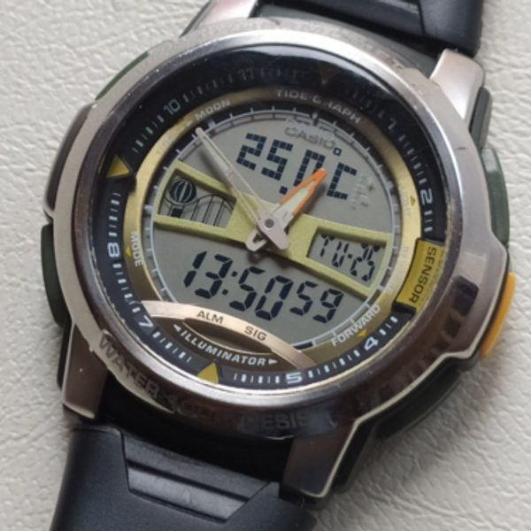 Casio Men’s Sports Chronograph Alarm Wrist Watch AQF-100 Tide Graph ...