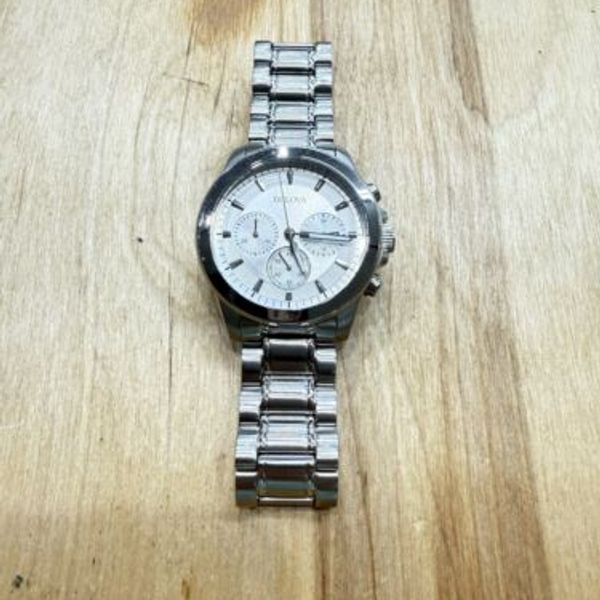 Bulova Silver Tone Stainless Steel Chronograph Quartz Dress Men's Watch ...