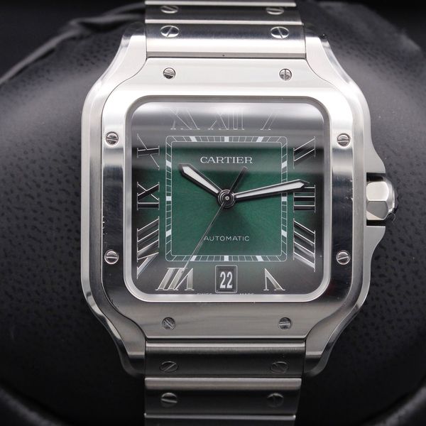 FSOT: Cartier Santos De Cartier - WSSA0062 - Green Roman - Steel - 39 ...