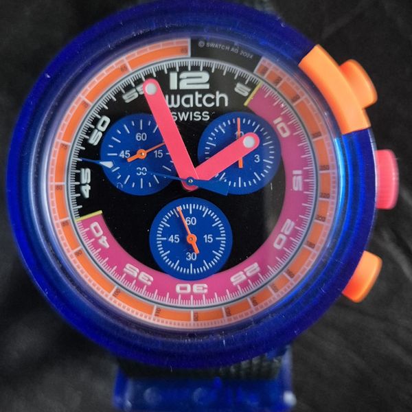 Swatch Neon Party to the Max SB06N102 â 47mm Chrono Retro Watch Bio ...