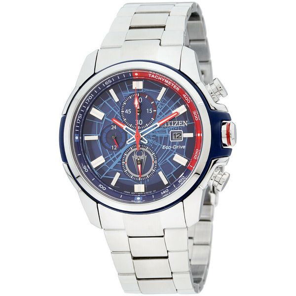 Citizen Marvel SPIDER-MAN Eco-Drive Men's Blue Dial Watch Wristwatch ...