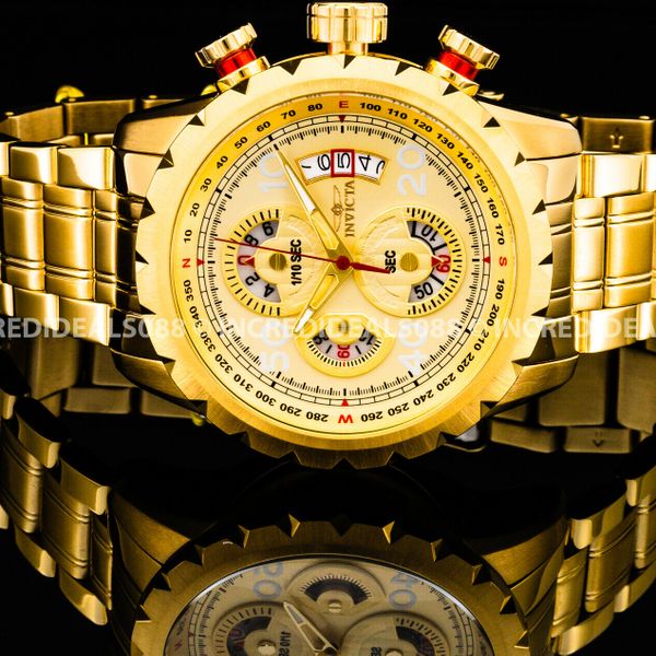 Invicta Men AVIATOR BOLT HYBRID Flight Series Chronograph 18Kt Gold ...
