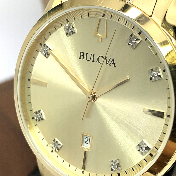 Bulova Men's Watch 97D123 Diamond Accent 40mm Gold Tone Stainless Steel ...