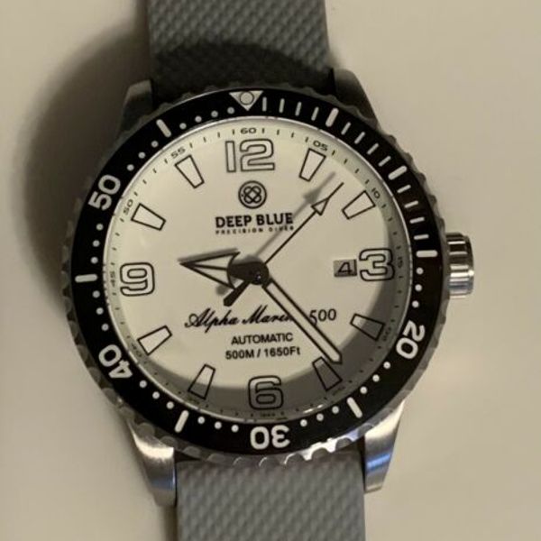 Lightly Used Deep Blue ALPHA MARINE 500. FULL LUME WHITE DIAL ...