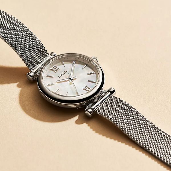 Fossil Carlie ES4432 Mini Quartz Mother of Pearl Dial Ladies Watch-NEW ...