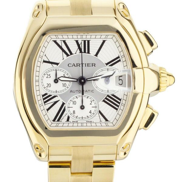 Cartier Roadster Chronograph Yellow Gold on Bracelet Silver Dial 48mm ...
