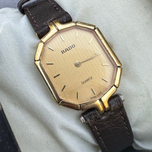 Rare RADO Golden Watch Swiss 80s & Lady Vintage Gold Wristwatch Quartz ...