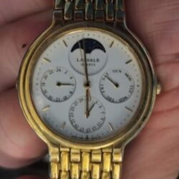 Seiko Lassale Quartz 7F69-6029 Gold Moon Phases Subdials Stainless ...