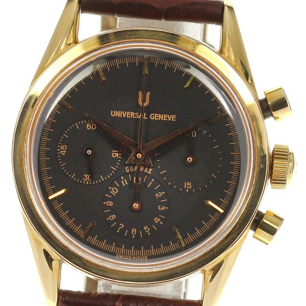 With box [Universal Geneve] Universal Geneve Compax K18YG Chronograph 484.440 Manual winding Men ...