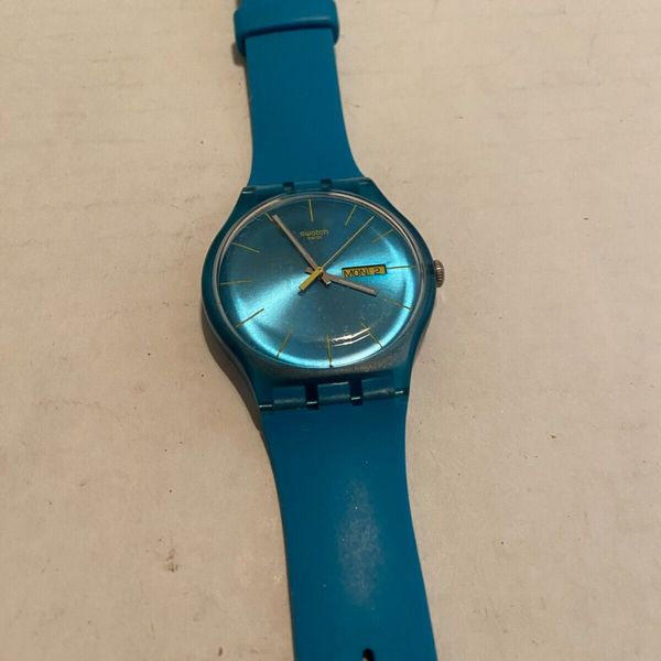 SWATCH Swiss Watch Turquoise w/ Day/Date UNTESTED READ | WatchCharts ...