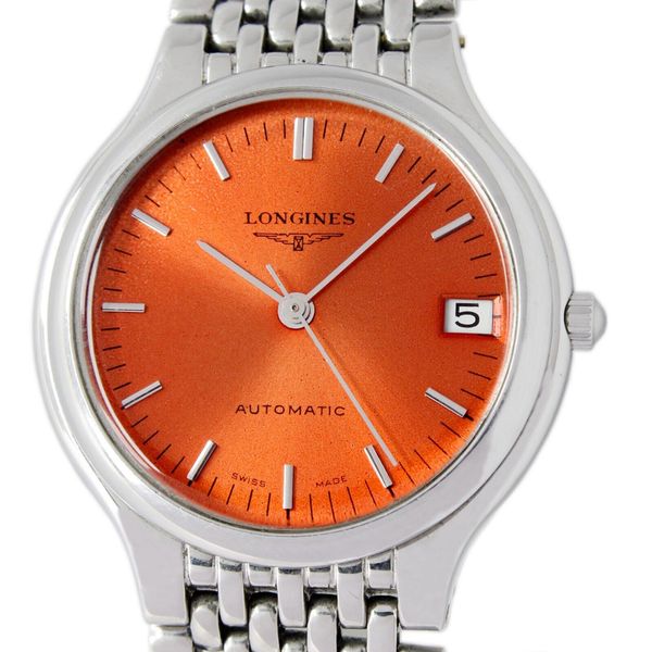 Longines Flagship Automatic Orange Dial Ladies Vintage Steel Serviced ...