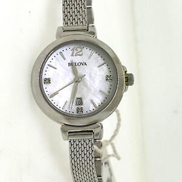 Bulova 96P150 Women's Mother of Pearl Stainless Steel Petite Date ...