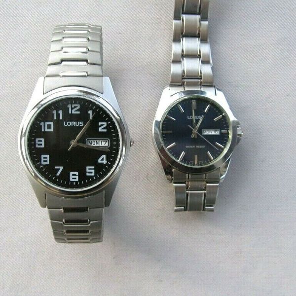 2 New mens Lorus . VX43-X016 Black face day/date.VJ33-X001 blue face ...